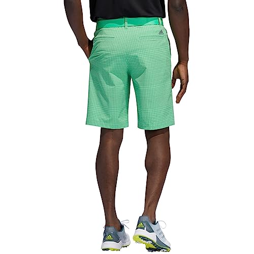 adidas Men's Ultimate365 Plaid Print 10 Inch Golf Shorts, Semi Screaming Green, 34