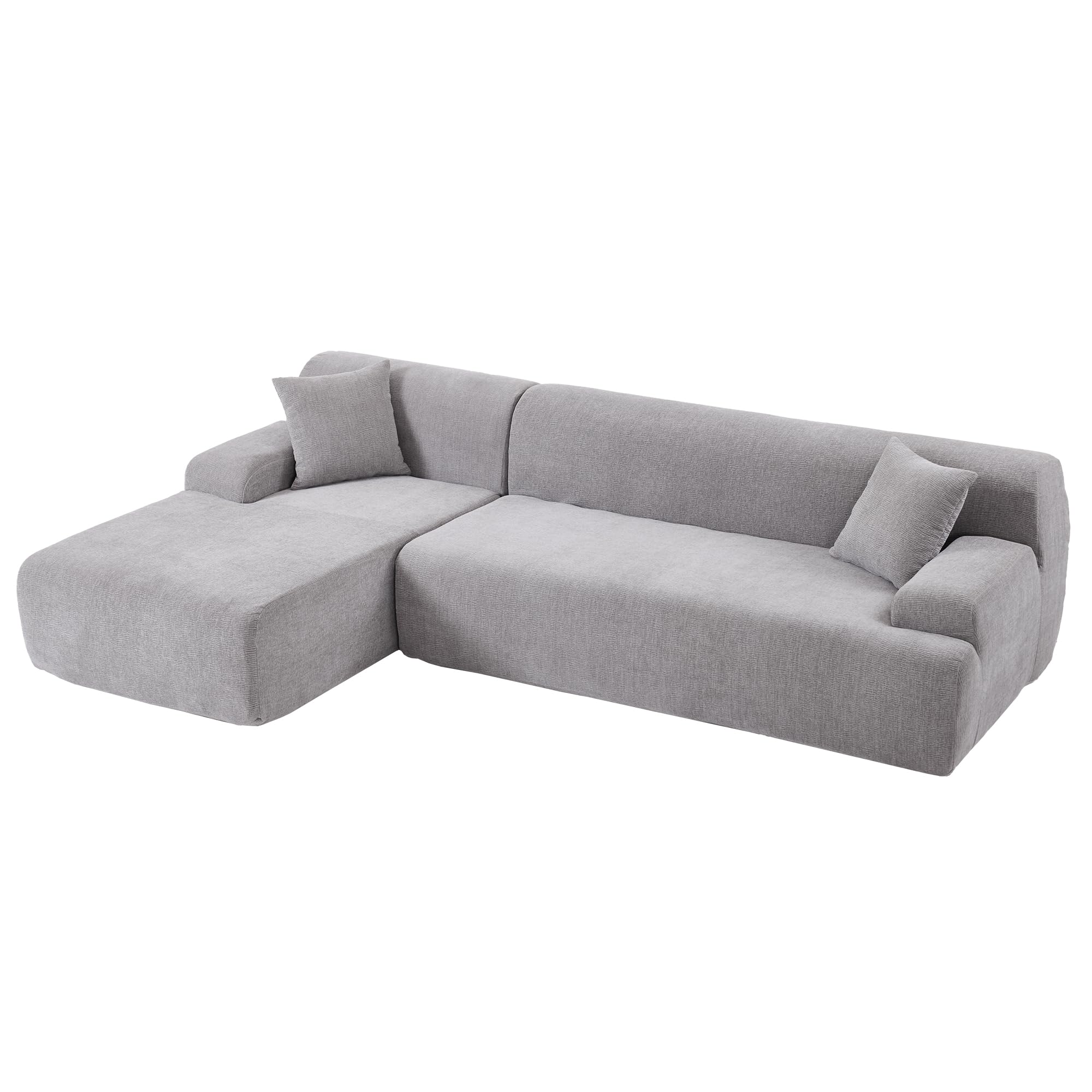 P PURLOVE Minimalist L Shaped Sofa Couch, Modular Sectional Living Room Sofa Couch,2 Piece Free Combination Simple L-Shape Sofa Sectional Couch for Living Room,Small Places,Gray