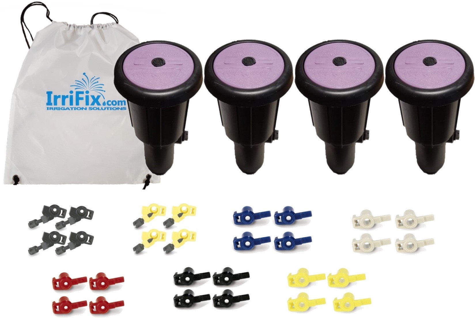 Rain Bird Maxi-Paw 2045ANP Non-Potable Impact Rotor Sprinkler - 4 Pack in a Sack by IrriFix - Includes 7 Different Nozzles for Each Head