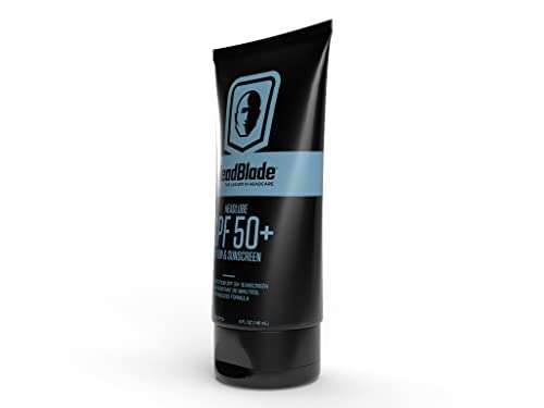 HeadBlade HeadLube SPF 50 Men's Lotion and Sunscreen - No Greasiness, Sweat Resistant, Formulated for Face, Body & Scalps - Water Resistant for 80 Minutes, 5 fl oz