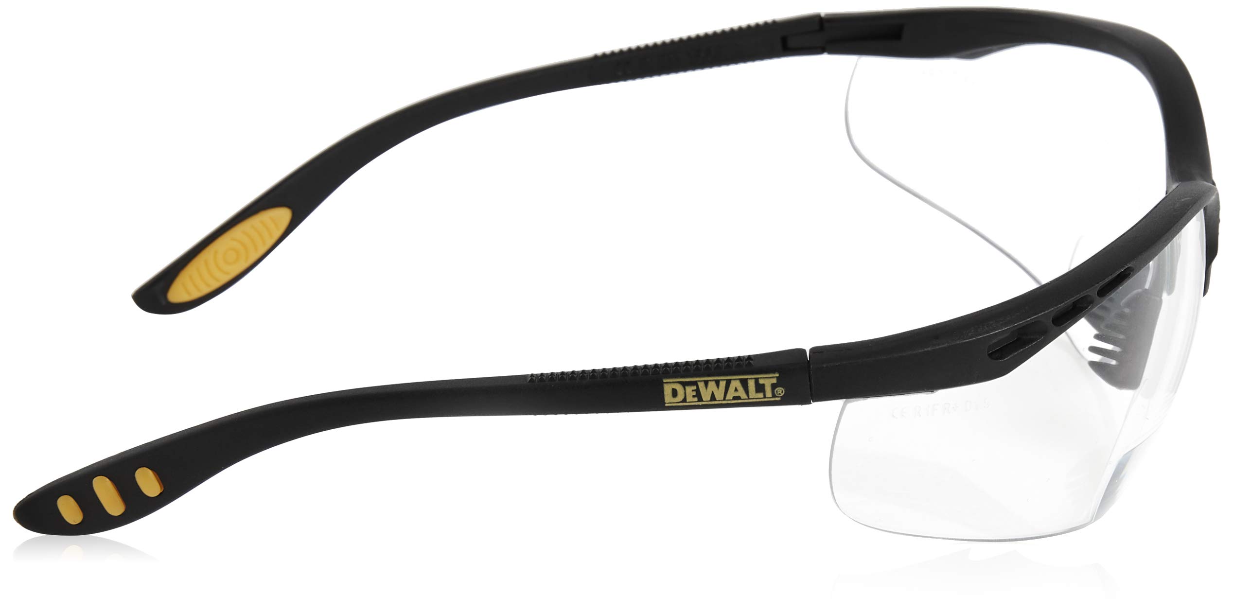 DEWALT DPG59 Reinforcer RX Bifocal Safety Glass - Black Frame/Clear Lens, 1.5 Diopter with protective sleeve