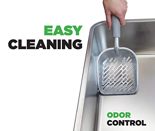 Ohm Earth’s OhmBox - Stainless Steel Cat Litter Box, Extra Large (23.5” x 15.5” x 6.1”) Never Absorbs Odors/Stains/Rusts, Non-Stick Smooth Surface, Easy Cleaning + Non-Slip Rubber Feet. Qty 1 White