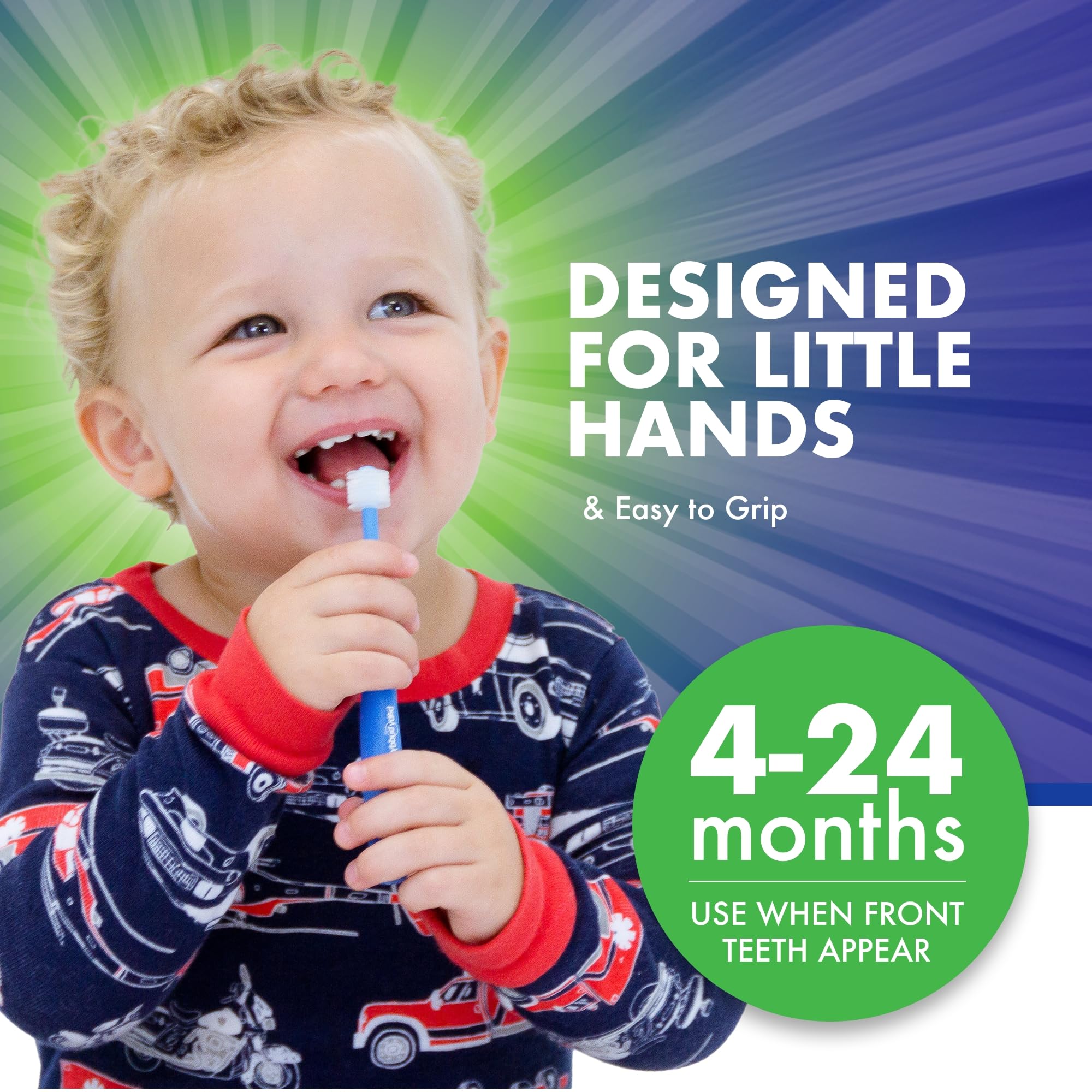 Brilliant Oral Care Baby Toothbrush with Soft Bristles and Round Head, for a Toddler Approved, Easy to Use All-Around Clean Mouth, Ages 0-2 Years, Blue, 1 Pack