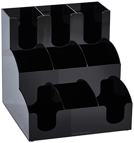 Mind Reader 9 Compartment Coffee Condiment and Accessories Organizer, Black