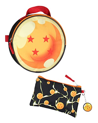 Bioworld Dragon Ball Z Backpack Lunch Box Drawstring Bag Keychain Pencil Case 5 Pc Set