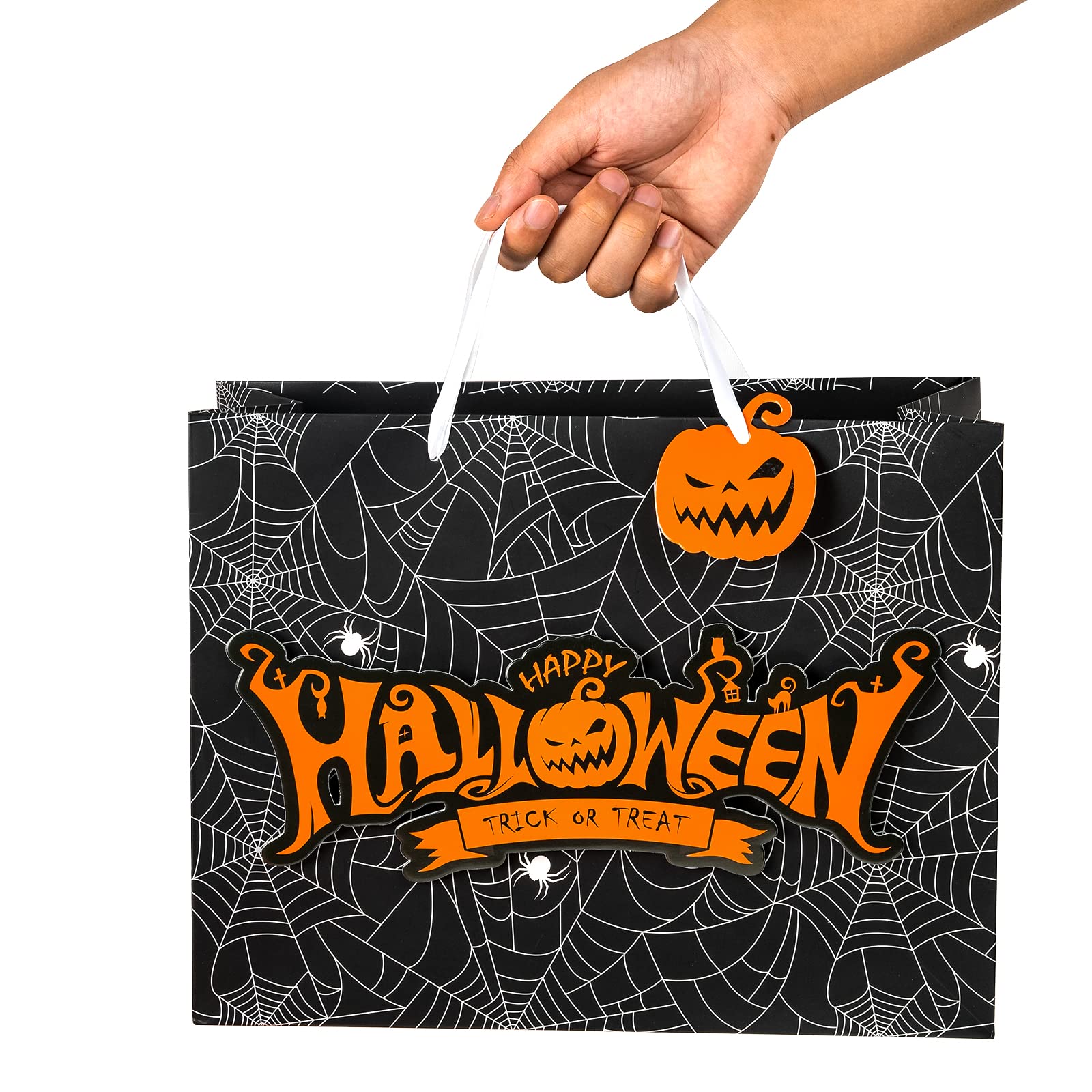 Loveinside Halloween Medium Gift Bags with Tissue Paper and Tag for Holiday, Party - 13" x 5" x 10", 1 Pcs - Black