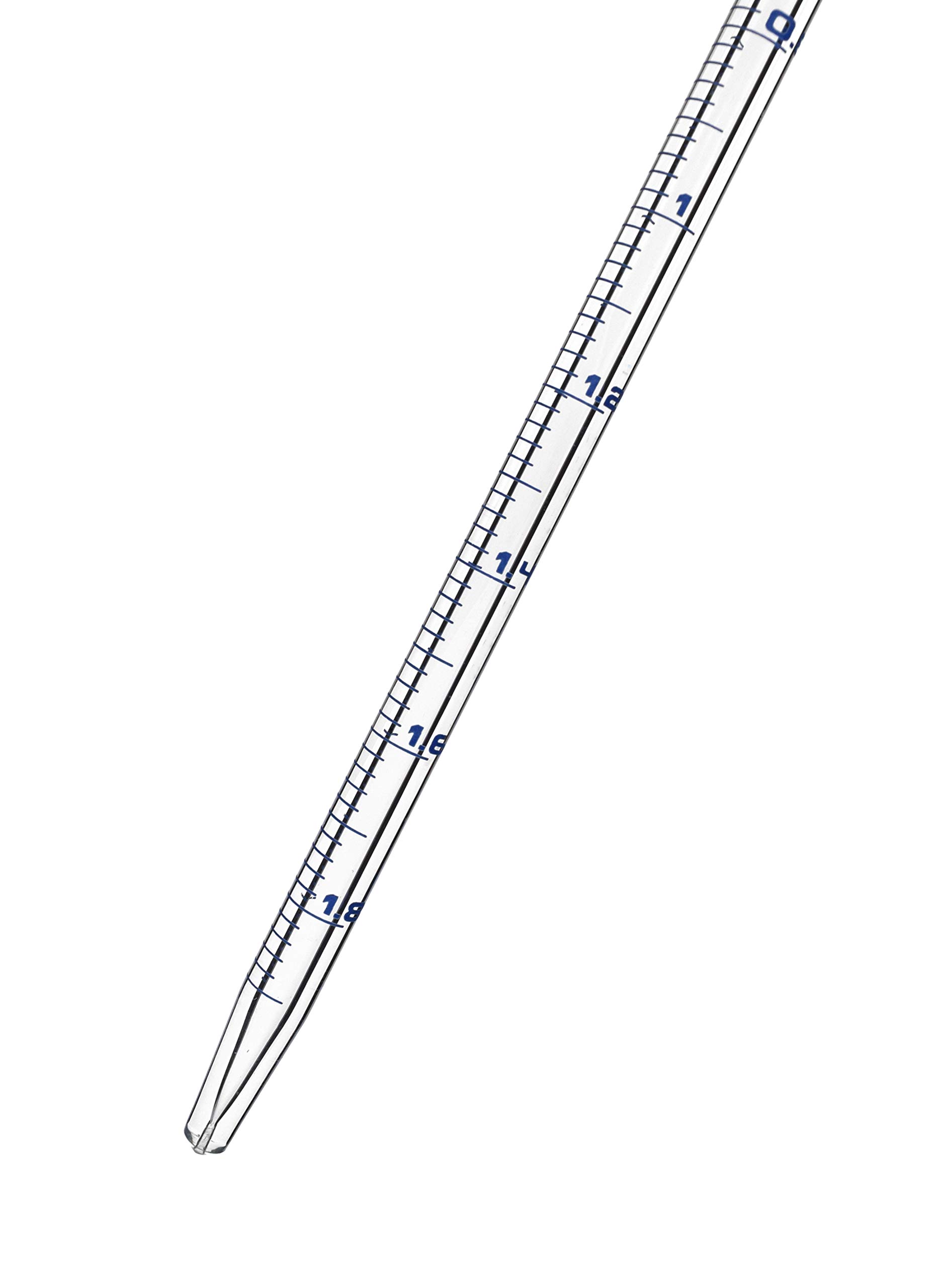 EISCO Serological Pipette, 2ml - Class A, Tolerance ±0.010ml Blue Graduations Color Code, Black Calibrated for Delivery to Jet Borosilicate Glass- Eisco Labs