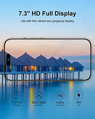 WV LeisureMaster A14 Pro Max 5G Unlocked Smartphone - 6GB+128GB Fully Unlocked Cell Phone for Android 11, 7.3", 7300mAh, 50MP+108MP Dual Camera(Gold)