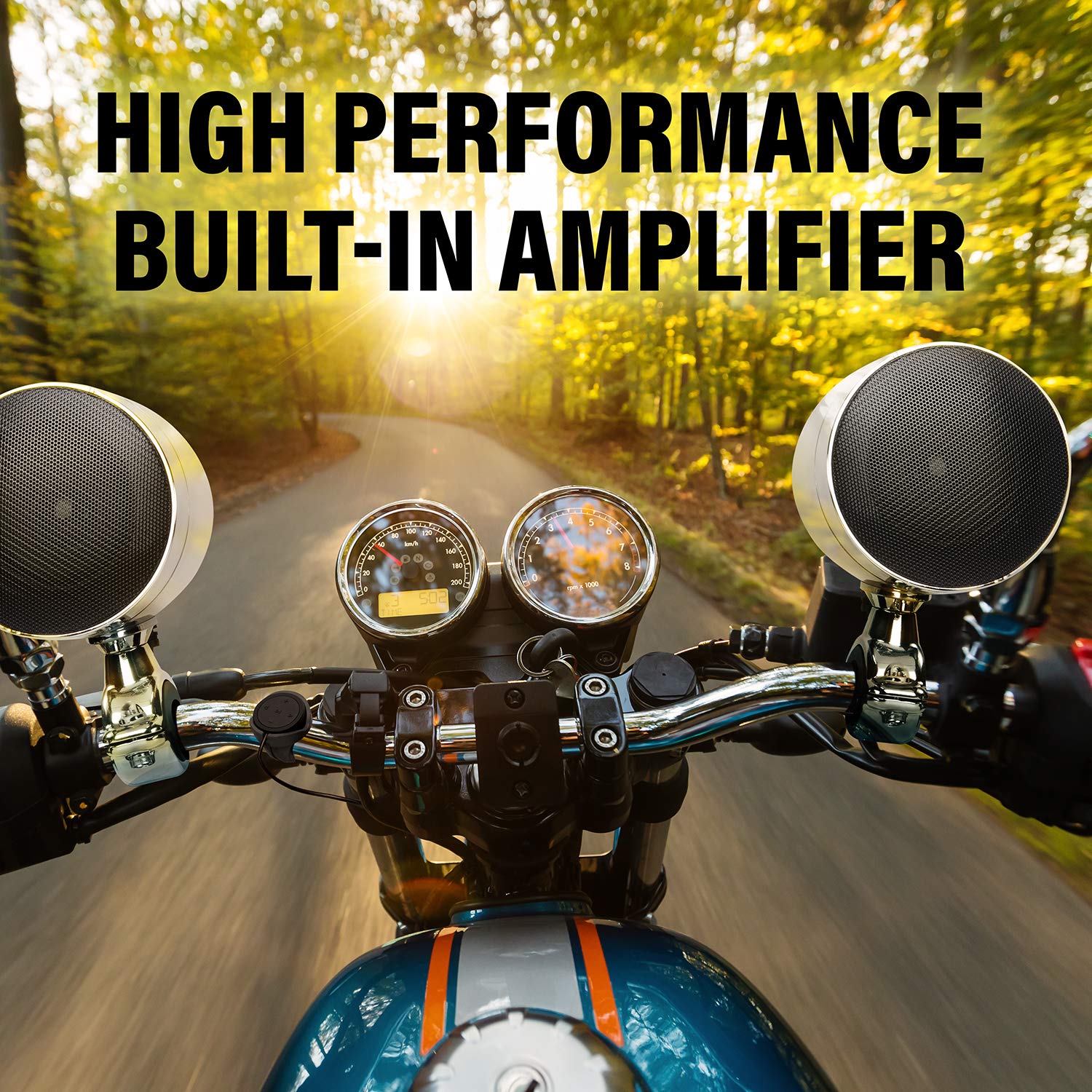 BOSS Audio Systems MC625BA Motorcycle Speaker Sound System - Bluetooth, Amplified, Weatherproof, 3 Inch Speakers, Multi-Function Volume Control, Also Use with ATVs UTVs