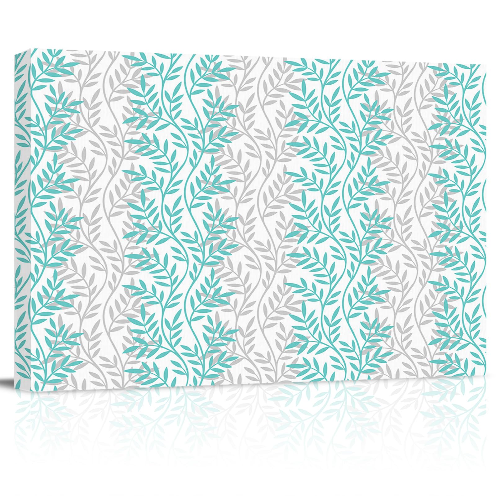 Abstract Leaf Canvas Wall Art Prints Painting Teal Green and Gray Gradient Plant Art Modern Frame Wall Decorative Artwork Ready to Hang for Living Room 20" x 24"