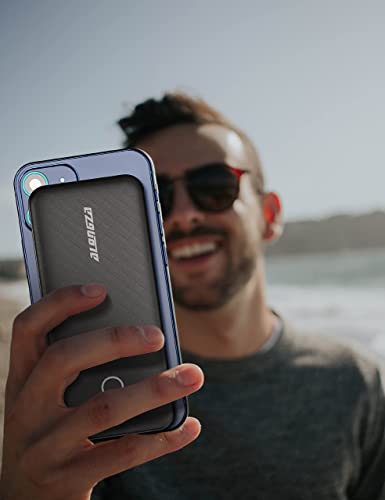 Portable Phone Charger Power Bank 10000mAh, Alongza Portable Charger Built in Cable USB Battery Pack, Slim External Backup Battery Charger with Cable, Travel Charger Compatible with iPhone and Android