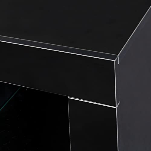 BUTURCAR Kitchen Buffet Storage Cabinet, Modern Dining Room Sideboard Cabinet, Hallway Living Room Display Cabinet - Black High Gloss Buffet Cabinet with Storage, Door, and LED Light