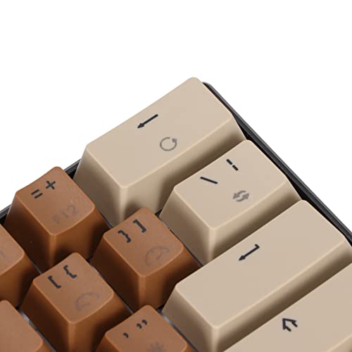 Garsentx 61 Keys Mechanical Gaming Keyboard with Mixing RGB Light, Tea Brown Patchwork Color USB C Ergonomic Keyboard Compatible with Win 2000/ME/XP/Vista/7/OS/8/10(Black Shaft)