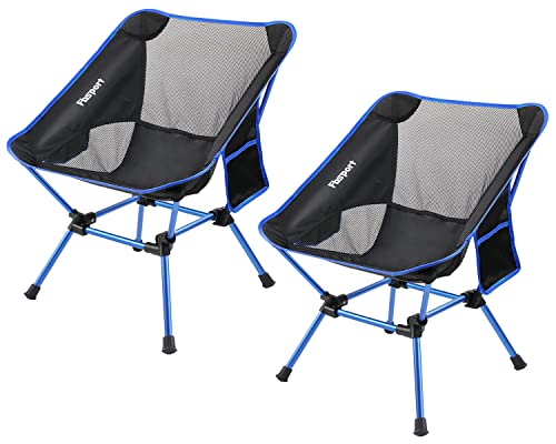 FBSPORT 2 Pack Portable Camping Chairs Lightweight Backpacking Chair Compact & Heavy Duty for Camp, Backpack, Hiking, Beach, Picnic, with Carry Bag