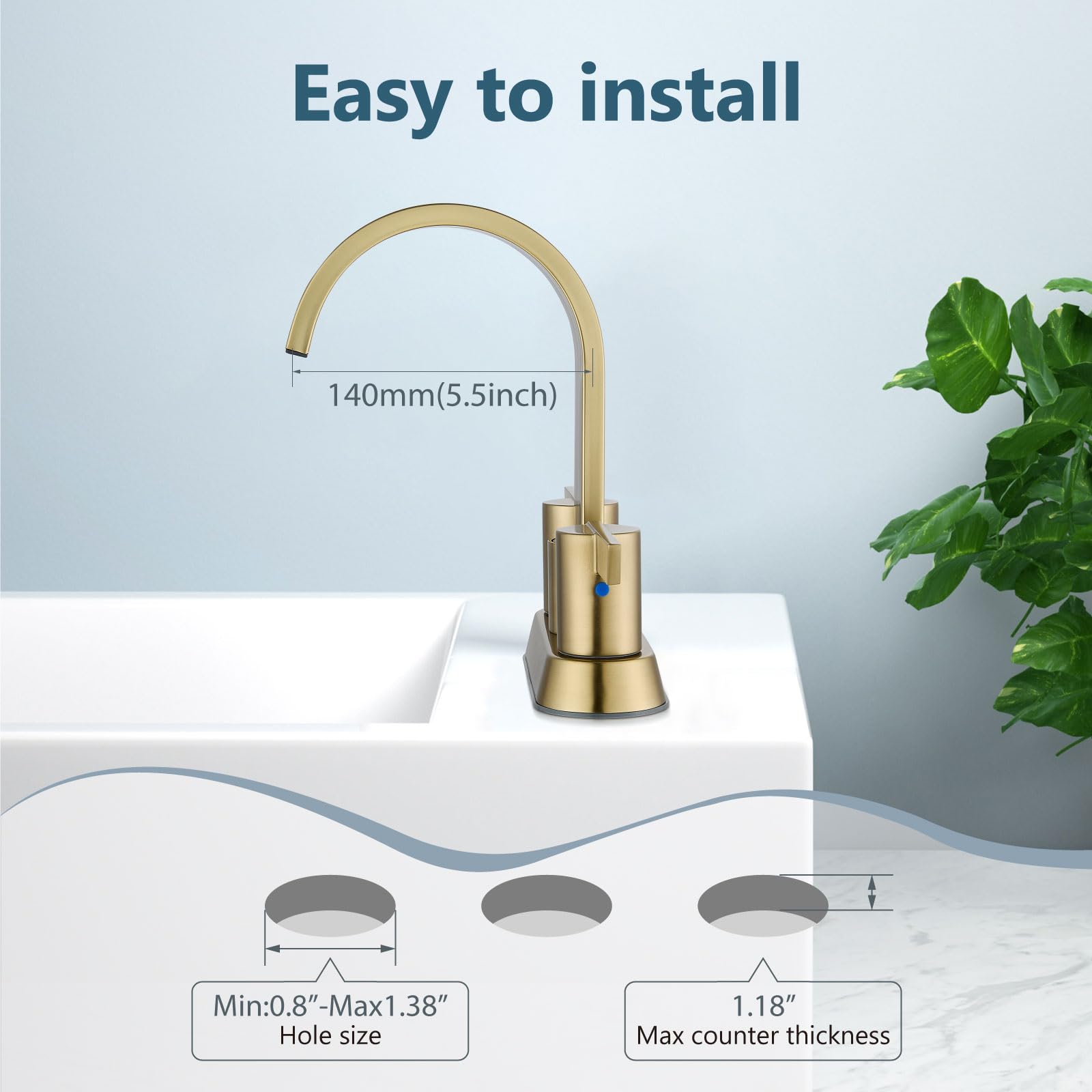 Aolemi Bathroom Faucets for Sink 3 Hole,4 Inch Centerset Waterfall Faucet Bathroom Sink Faucet,2 Handle Faucet for Bathroom Sink,with Pop-Up Drain and Supply Lines,Brushed Gold