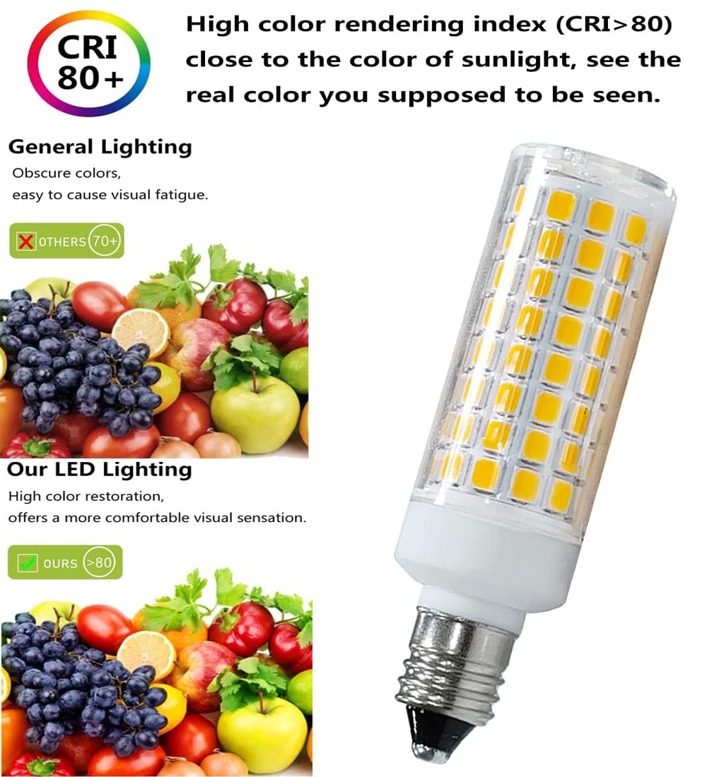 HAOGUAIS 6-Pack LED E11 Bulbs, E11 Mini Candelabra Base, Warm White 3000K 75W Halogen Equivalent, 120V 7W JD T3 T4 Corn Bulb Indoor Lighting