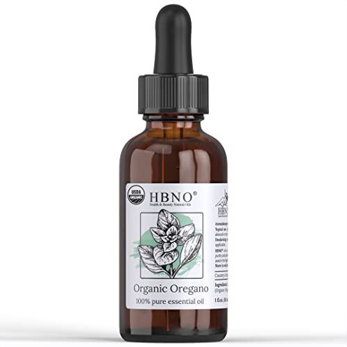 HBNO Organic Oregano Essential Oil - 1 oz (30ml) - USDA Certified Organic Oregano Essential Oil, Steam Distilled for Aromatherapy, Soap Making, DIY, Fragrances, Diffuser.