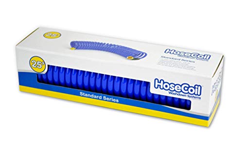 HoseCoil 3/8 inch Self Coiling Garden, Marine, RV, Outdoor Water Hose (25 feet, Blue)
