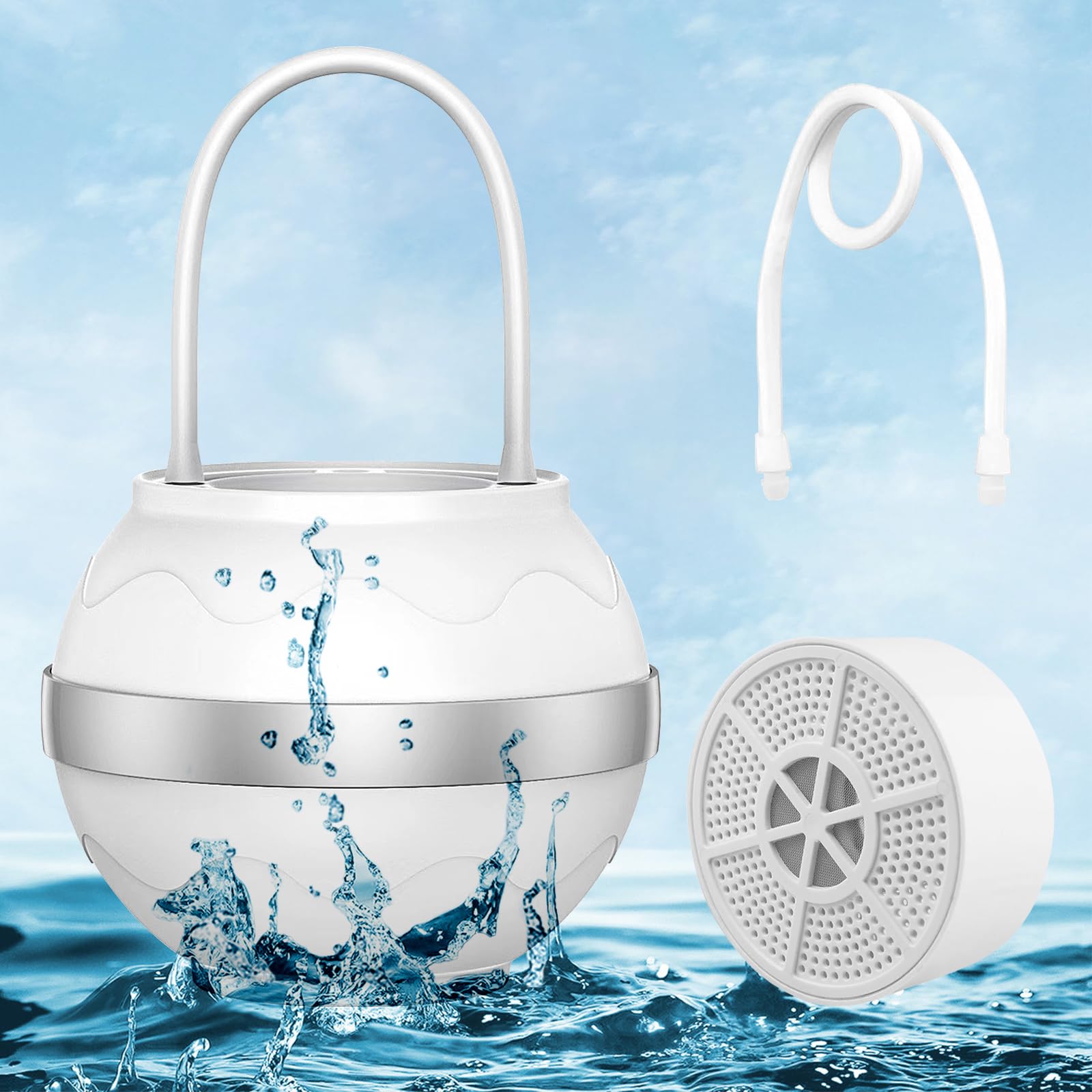 Bath Ball Filter, Multi Stages Revitalizing Shower Filter Tub Filter for Bathtub, Bath Filter for Tub, Bathtub Water Filter, Reduces Chemicals & Chlorine and BPA Free