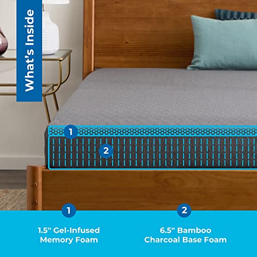 Linenspa 8 Inch Gel and Bamboo-Charcoal Memory Foam Mattress β Firm Feel β Queen Mattress in a Box