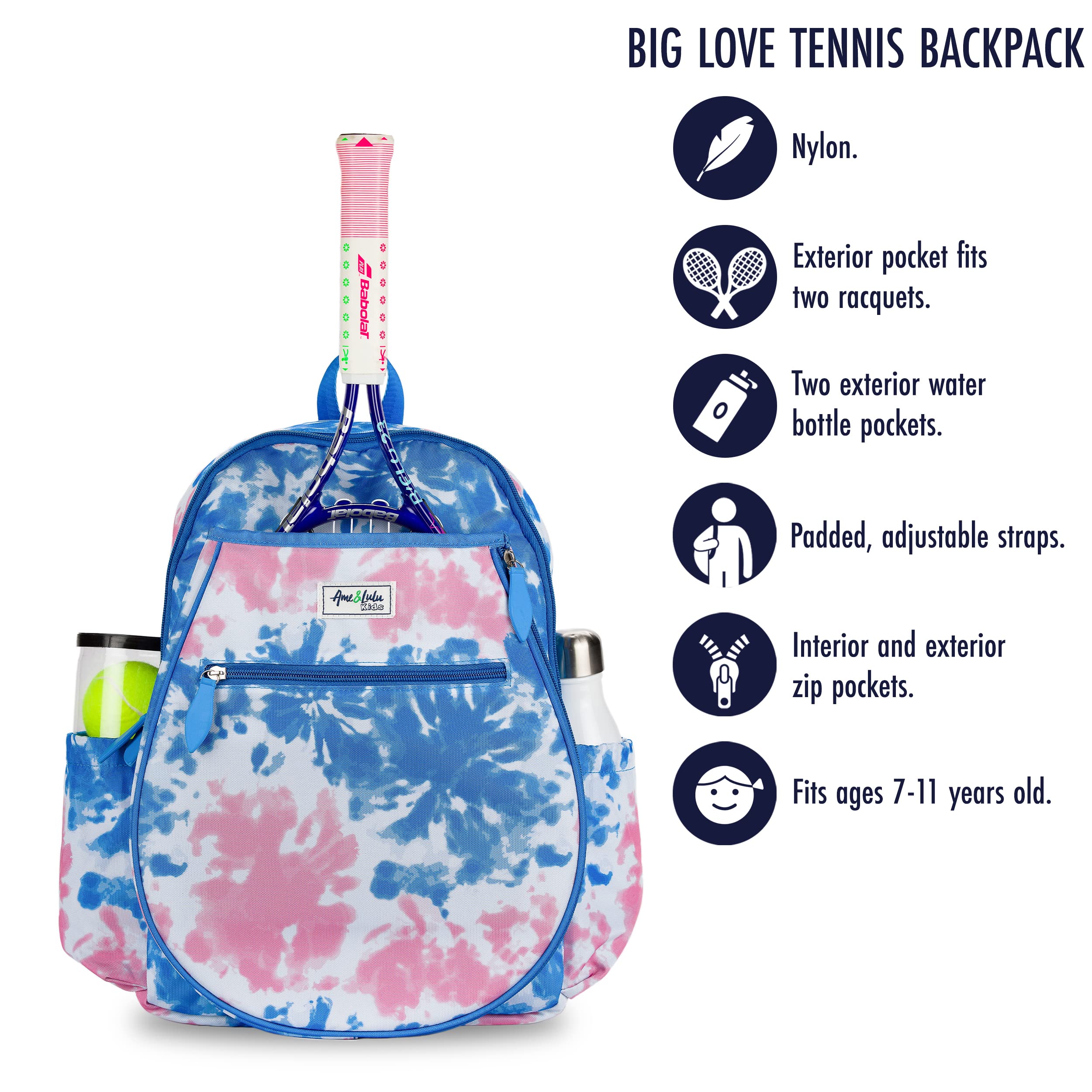 Ame & Lulu Kids Big Love Tennis Backpack (Rainbow Serve)