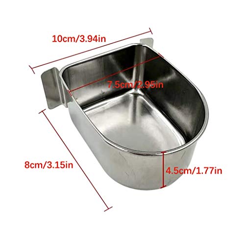 sleeri Parrot Parakeet Cockatiel Cage Food Box Water Cup Stainless Steel Pet Bird Feeding Feeder Bowl Birdcage Accessories