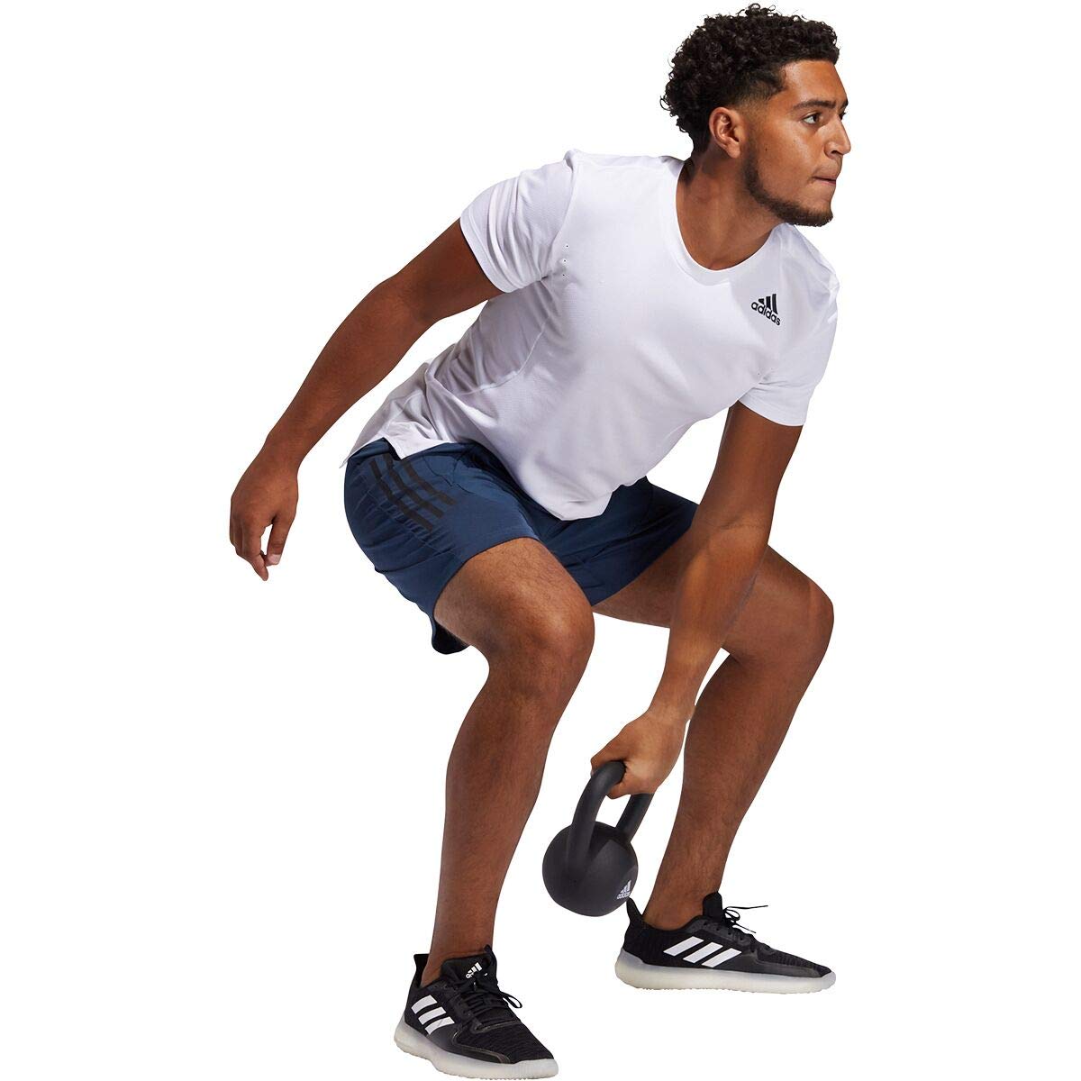 adidas mens AEROREADY 3-Stripes Short Primeblue Acid Mint Small