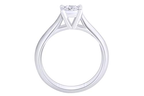 AFFY 1/4 Carat Round White Natural Diamond Solitaire Engagement Wedding Ring In 10k Solid White Gold (0.25 Cttw) Ring Size-8