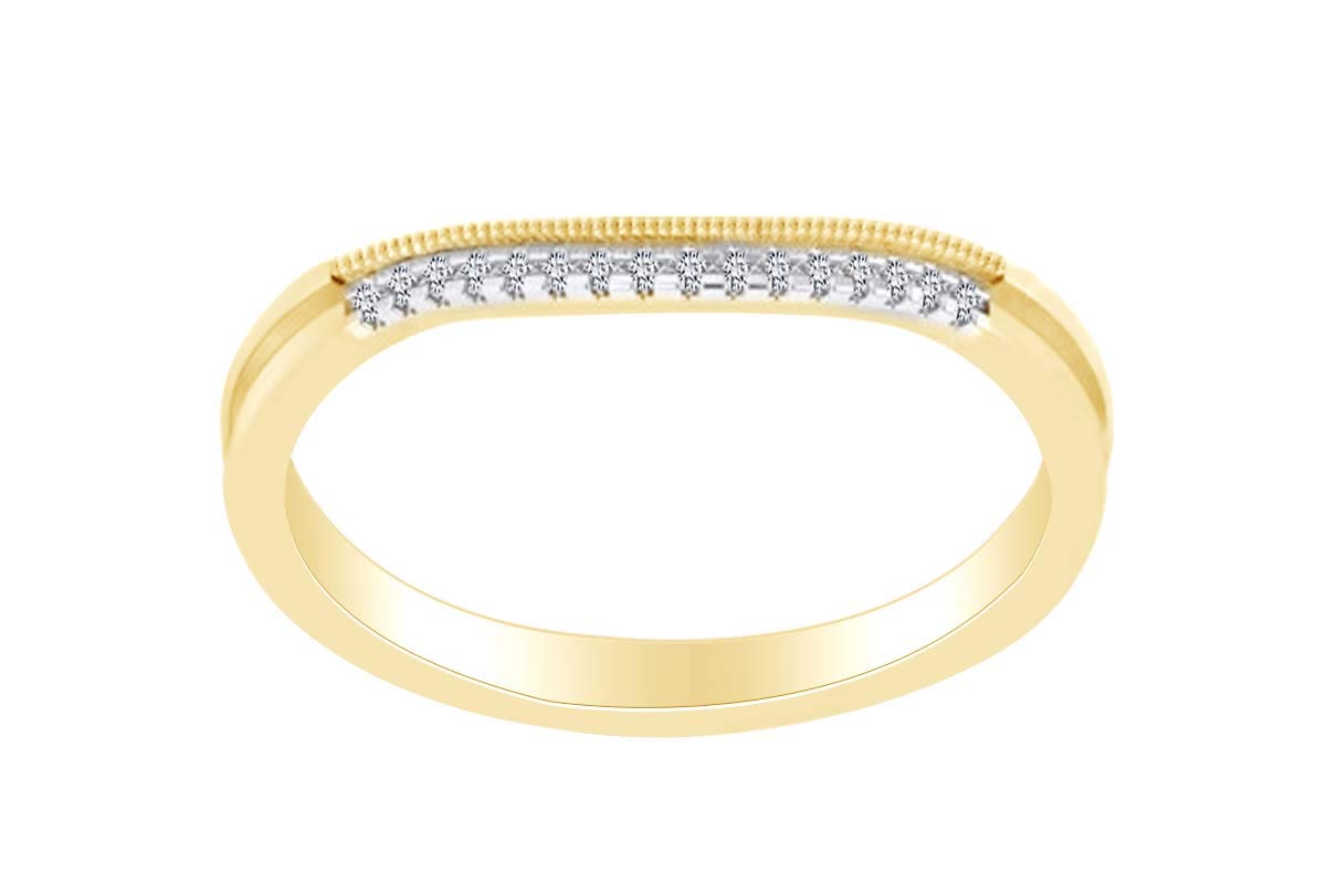 AFFY 1/5 Carat CT Princess/Round Cut White Natural Diamond Split Shank Engagement Wedding Bridal Ring Set In 10k Solid Yellow Gold (I-J Color, I2-I3 Clarity, 0.20 Cttw) Ring Size-8