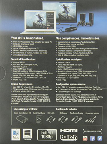 Elgato Game Capture HD - Xbox and PlayStation High Definition Game Recorder for Mac and PC, Full HD 1080p