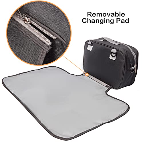 MOMIGO Baby Diaper Caddy Bag with Changing Pad - Waterproof Changing Bag Baby Stroller Bag Nursery Storage Bin for Diapers, Wipes & Toys Mini Diaper Bag for Outdoor(Black