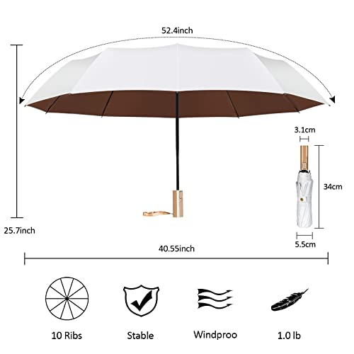 XGVO-IU Umbrella for Rain & Sun Travel Umbrella Windproof Quick-dry Strong High Quality Fashion trend Automatic Folding umbrella(Pure White)