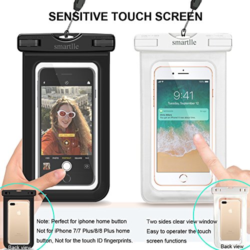 smartlle Waterproof Phone Pouch Holder, 2 Pack IPX8 Waterproof Phone Case Underwater Dry Bag for iPhone 13 12 11 Pro Max XR,XS,X,8,7,6 Plus, SE, Galaxy S22 21/Note, LG,7β, Beach Pool Water Activities