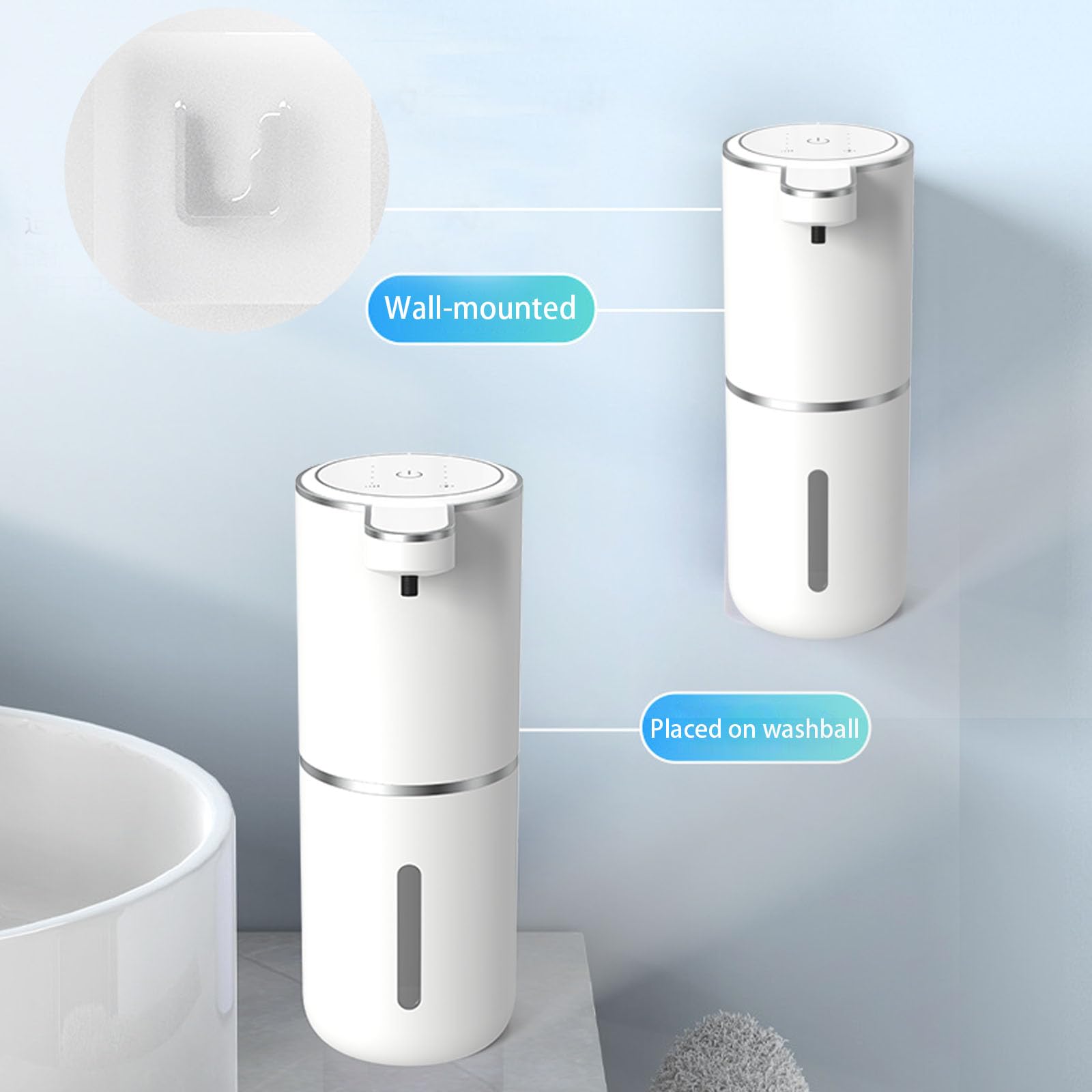 Automatic Soap Dispenser – Touchless Foaming Soap Dispenser 400ml USB Rechargeable Dispenser Electric Wall Mounted 4levels Adjustable Foam Soap Dispenser Pump for Bathroom Kitchen Dish Soap