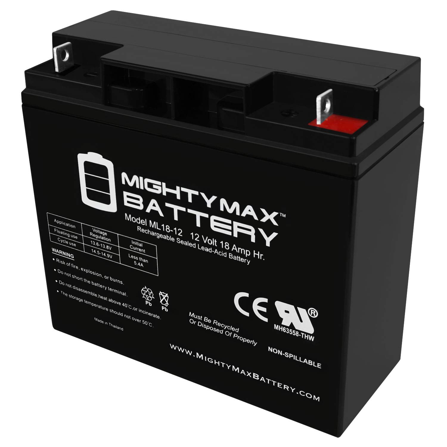 Mighty Max Battery ML18-12 - 12V 18AH Replacement for GS Portalac PE12V17 Battery
