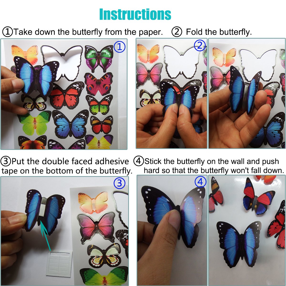 Heansun 90 PCS Butterfly Wall Decals Dragonfly, 3D Butterflies Removable Mural Stickers Wall Stickers Decal for Home Room Bedroom Nursery Decor
