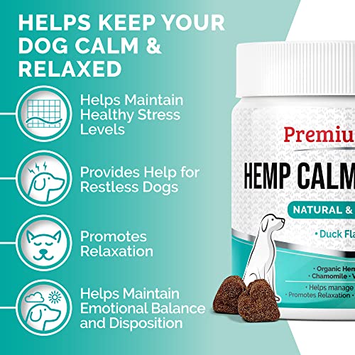 PREMIUM CARE Hemp Calming Chews for Dogs, Made in USA, Helps with Dog Anxiety, Separation, Barking, Stress Relief, 9.3 oz (264g), 120 count