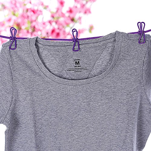 NUZAMAS 2X Clothesline 12 Pegs Clips Portable Expandable Adjustable Retractable Airer for Camping Travel Clothes Laundry Drying Outdoor and Indoor Use Purple