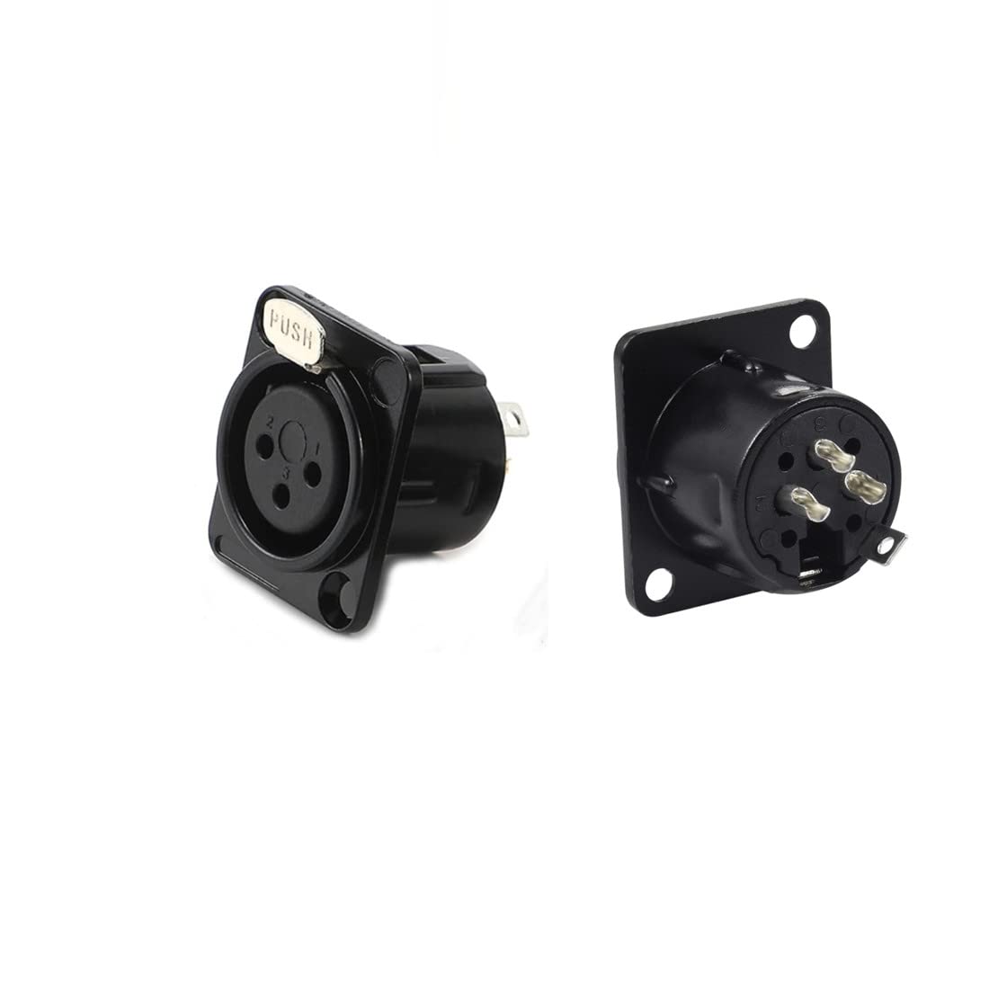 GDQLCNXB XLR Female Jack 3 Pin Panel Mount Jacks, XLR Female Socket Microphone Connector 5Pcs,Black Metal Housing