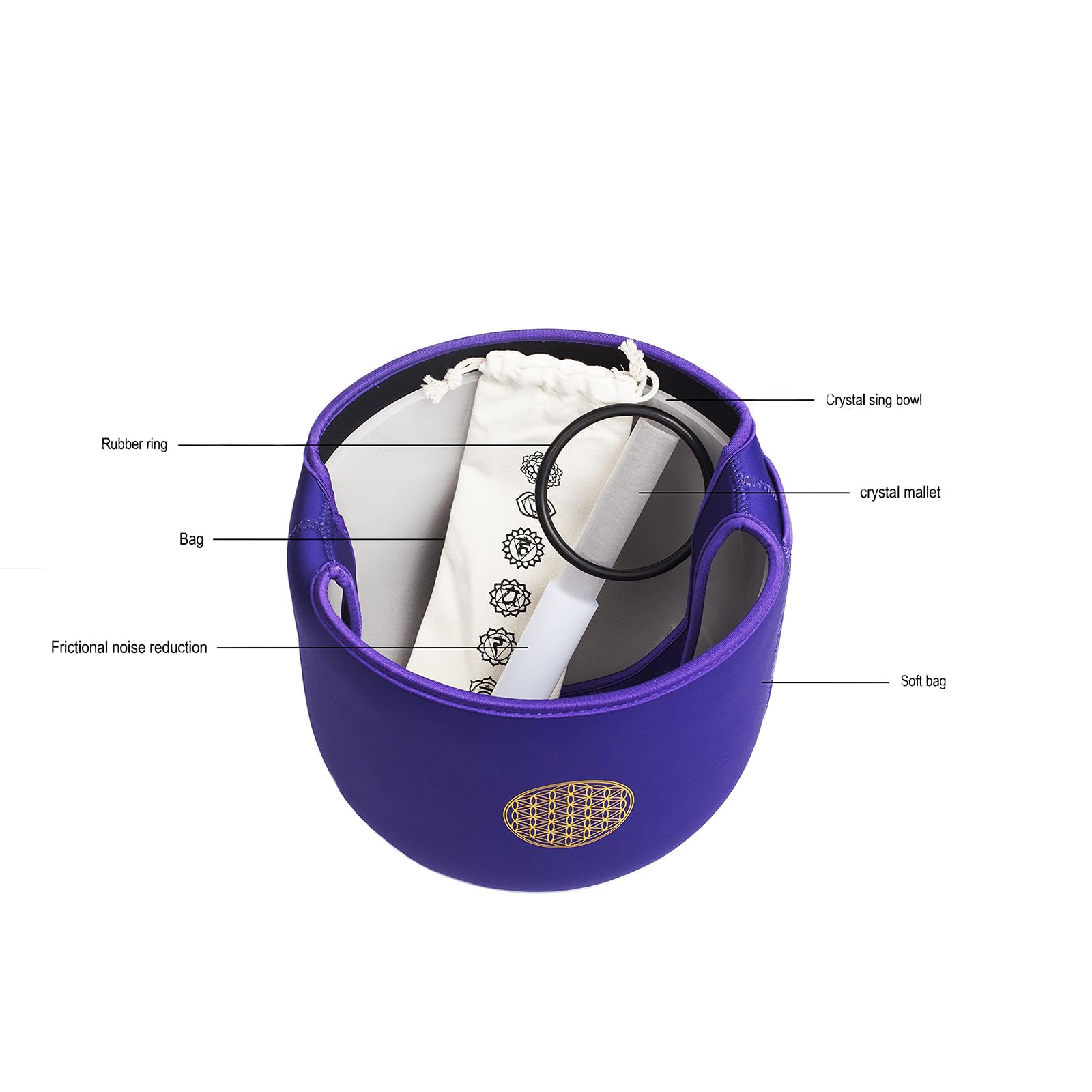 FMTY 10inch Crystal Singing Bowl WHITE G Note Throat Chakra with soft carrying case and Singing Mindfulness, Yoga, Spiritual and Body Healing and Energy Cleansing