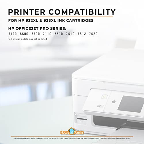 Houseoftoners Remanufactured Ink Cartridge Replacement for HP 932XL 933XL 932 XL 933 XL for HP Officejet Pro 7612 6700 6600 6100 7110 7610 Printer (2B/1C/1M/1Y, 5-Pack)
