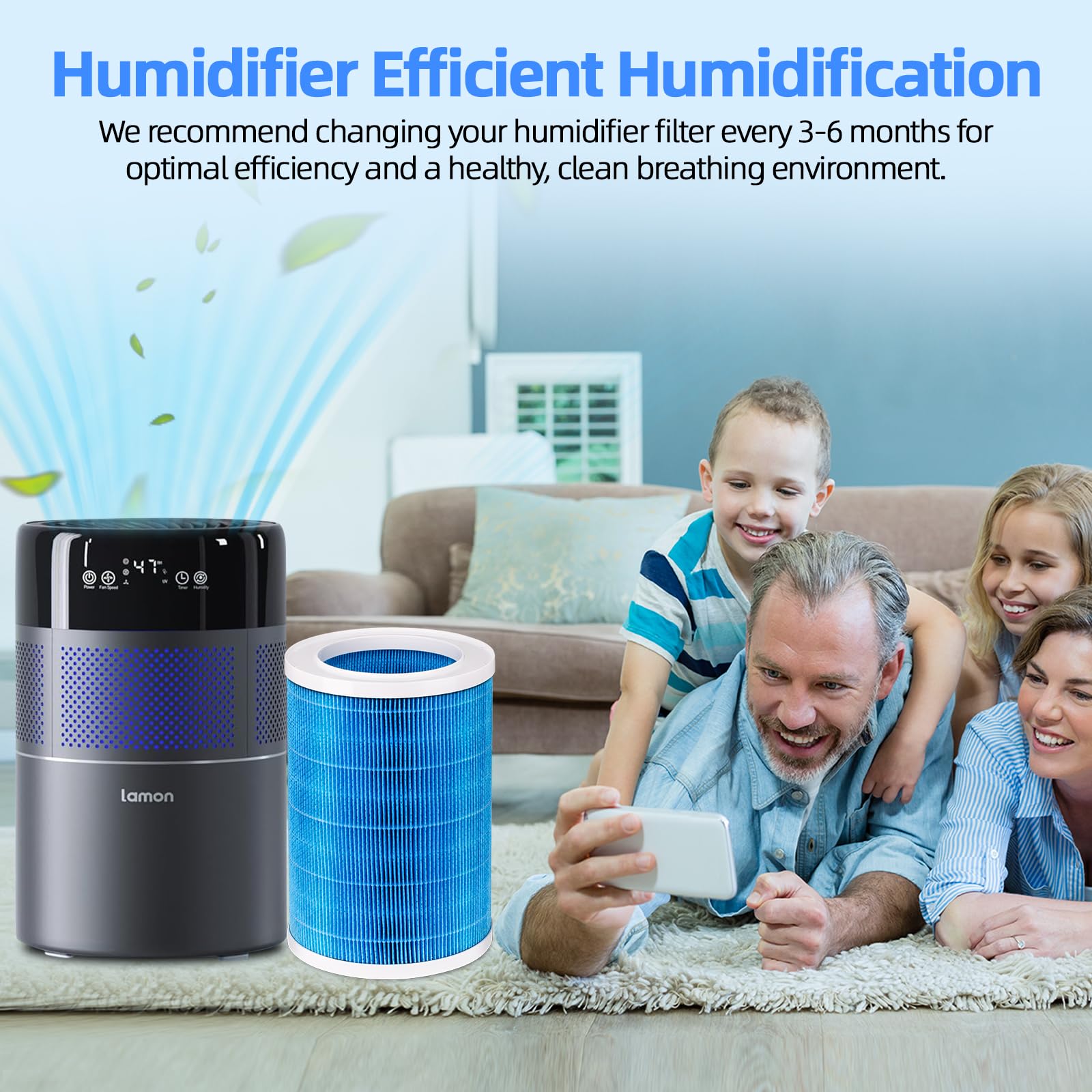 Aiskaer Humidifier Replacement Filter Compatible with Lamon MistZero/MistZero B/MistZero S Humidifiers, Evaporative Washable Humidification Filter, 2 Pack