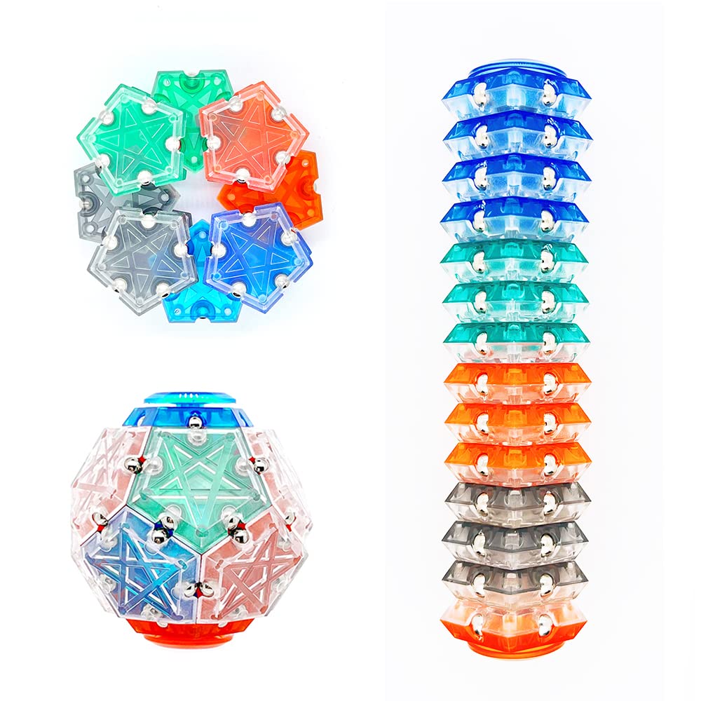 AOOMO Magnetic Fidget Spinner Toys 14-Piece Set,Puzzle Balls Building Blocks,Stress Reduction and Anxiety Relief Hand Spinner for Adults Kids…