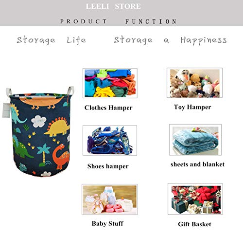 LEELI Laundry Hamper with Handles Collapsible Canvas Laundry Basket,Waterproof Storage Basket Home Organizer for Nursery,Clothes,Toys,Baby Hamper