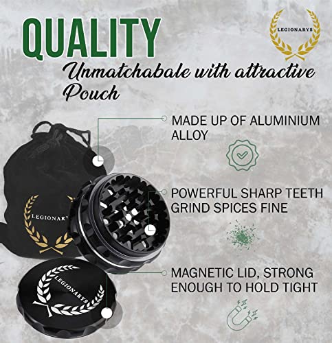 LEGIONARYS Spice & Herb Manual Grinder 2.4” – Durable and Easy Grip Herb Grinder