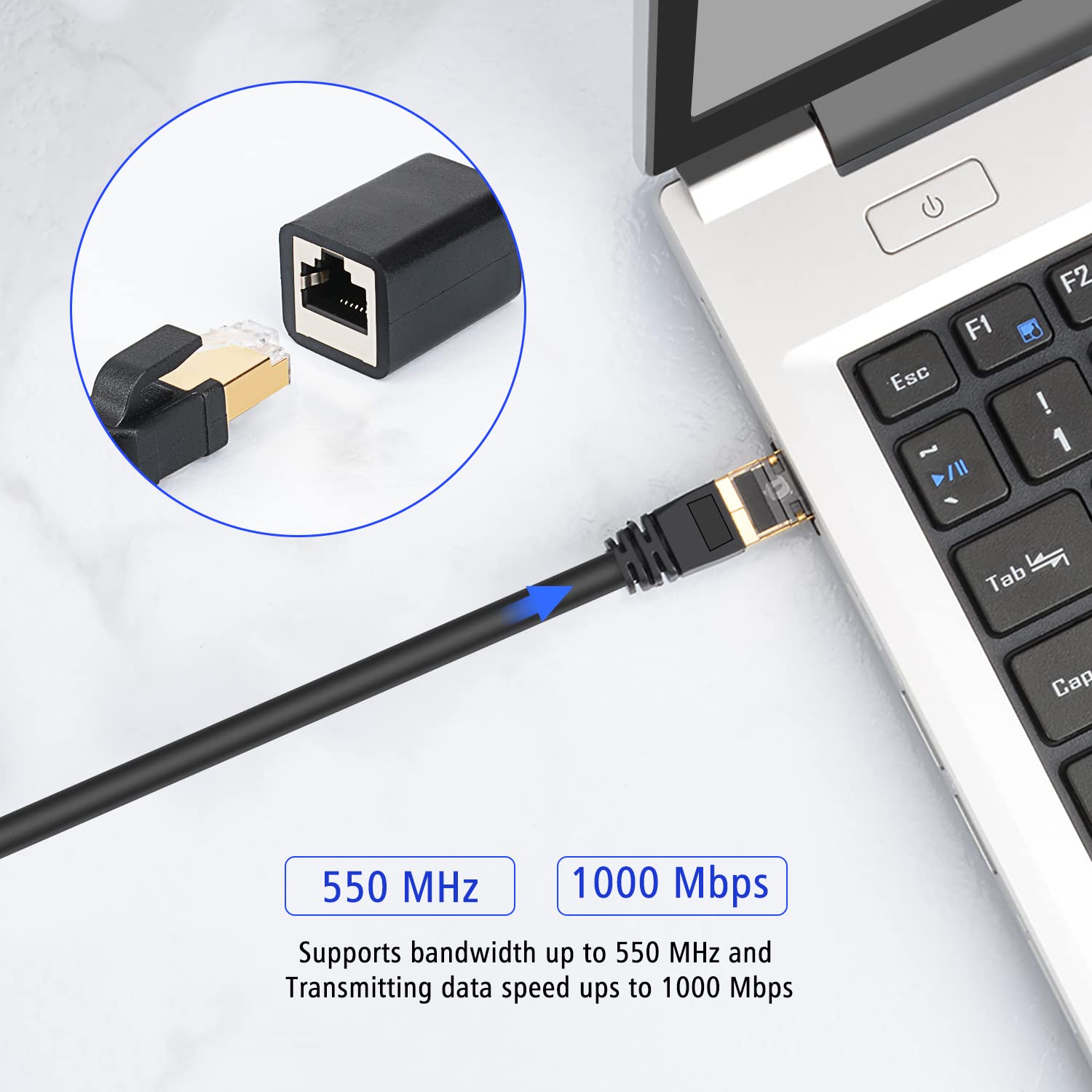 J&D Ethernet Extension Cable, Cat 6 Ethernet Extender Cable Adapter (6 Feet) Support Cat6 / Cat5e / Cat5 Standards, RJ45 Cords Shielded Male to Female