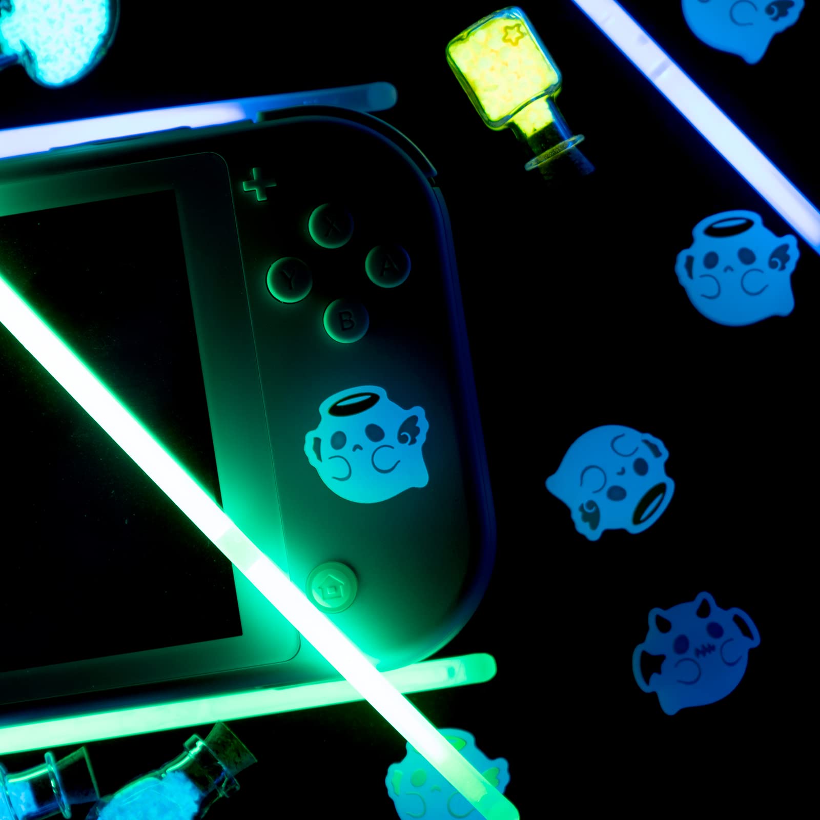 GeekShare Luminous Ghost Thumb Grip Caps, Soft Silicone Joystick Cover Compatible with Switch/OLED/Switch Lite,4PCS