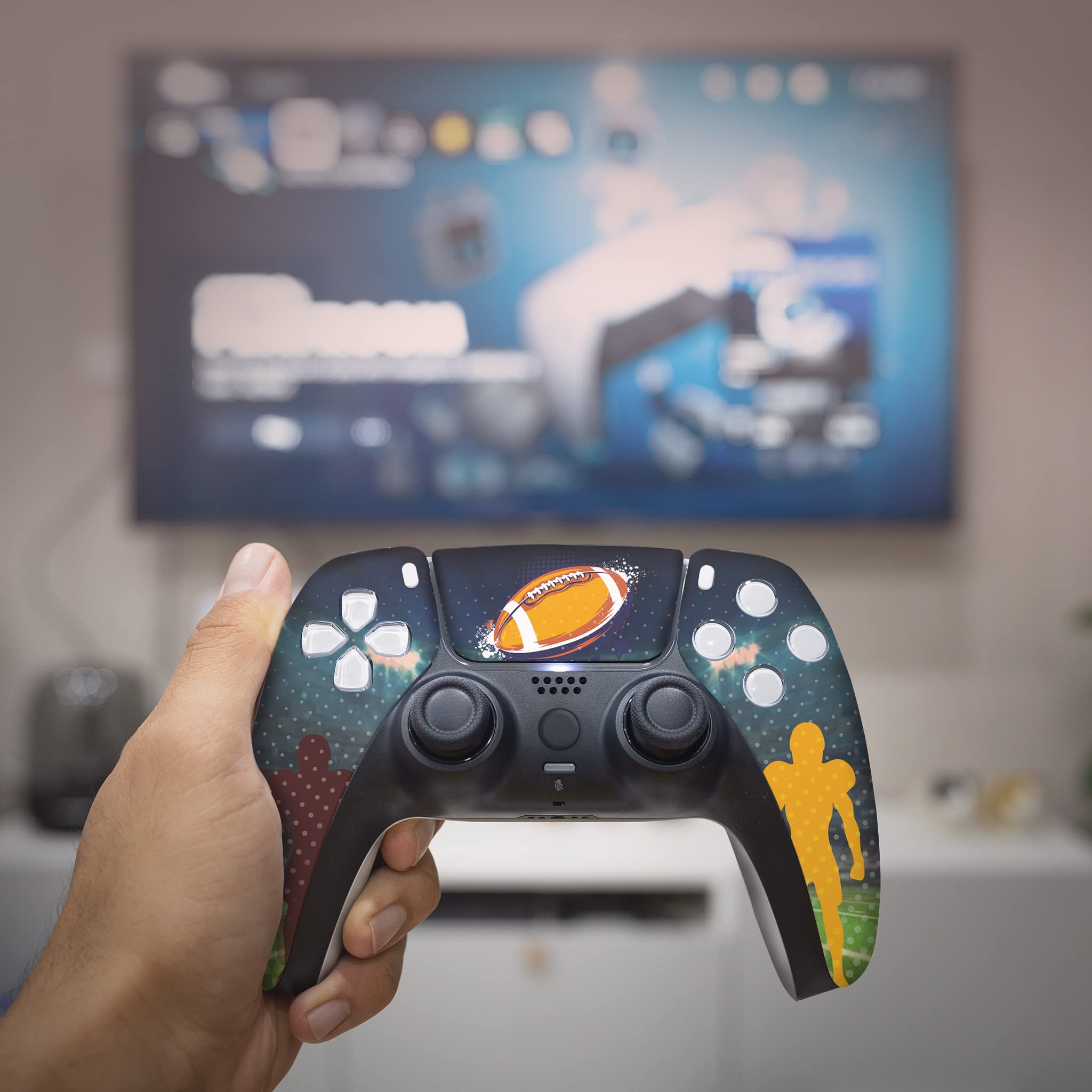 American Football Custom PS-5 Controller Wireless compatible with Play-Station 5 Console by BCB Controllers | Proudly Customized in USA with Permanent HYDRO-DIP Printing (NOT JUST A SKIN)