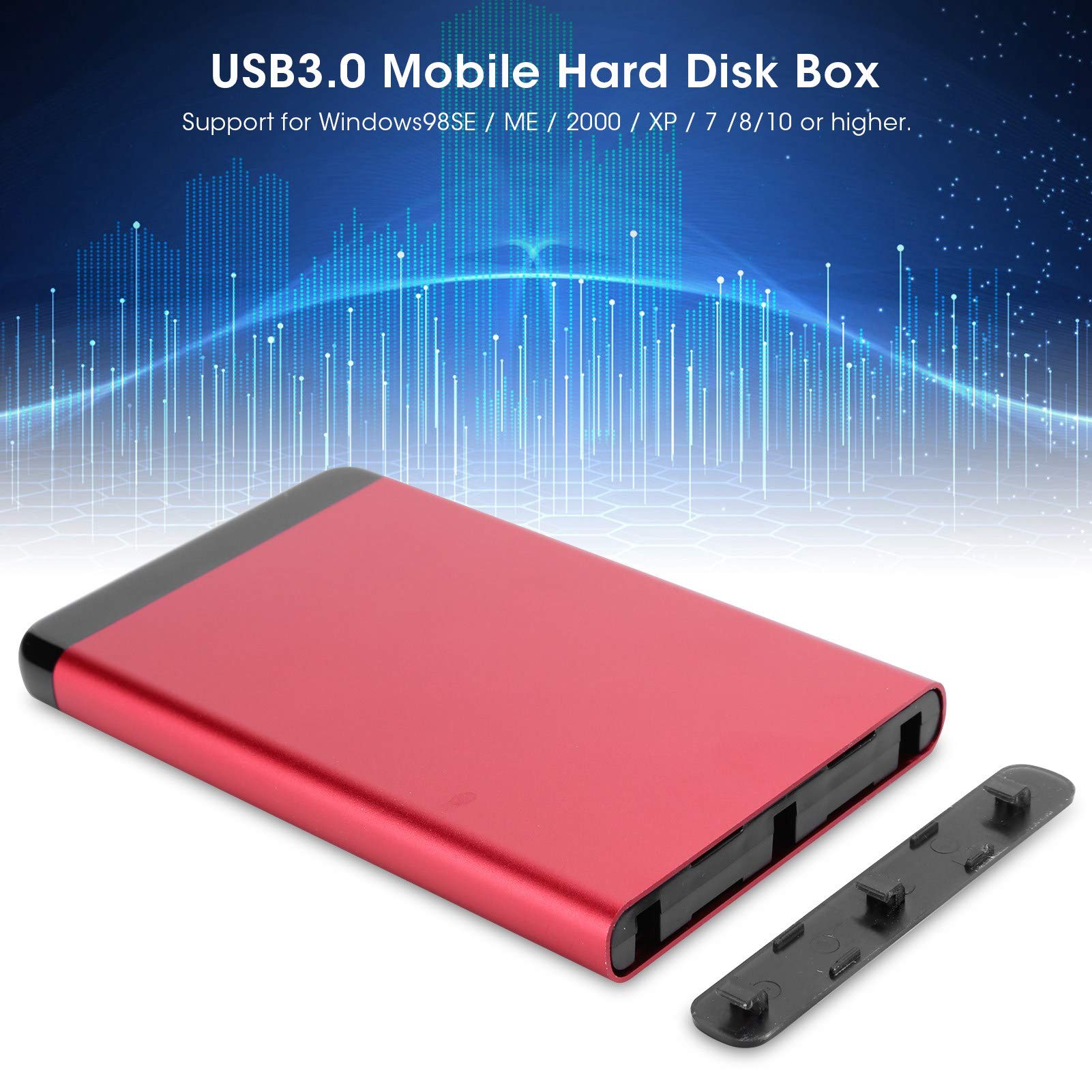ASHATA Hard Drive Enclosure, USB 3.0 External Hard Drive Enclosure for 2.5 inch HDD SDD 8TB and Below, Mobile Hard Disk Box for Laptop Desktop, for Windows 98SE ME 2000 XP 7 8 10, Plug and Play (Red)
