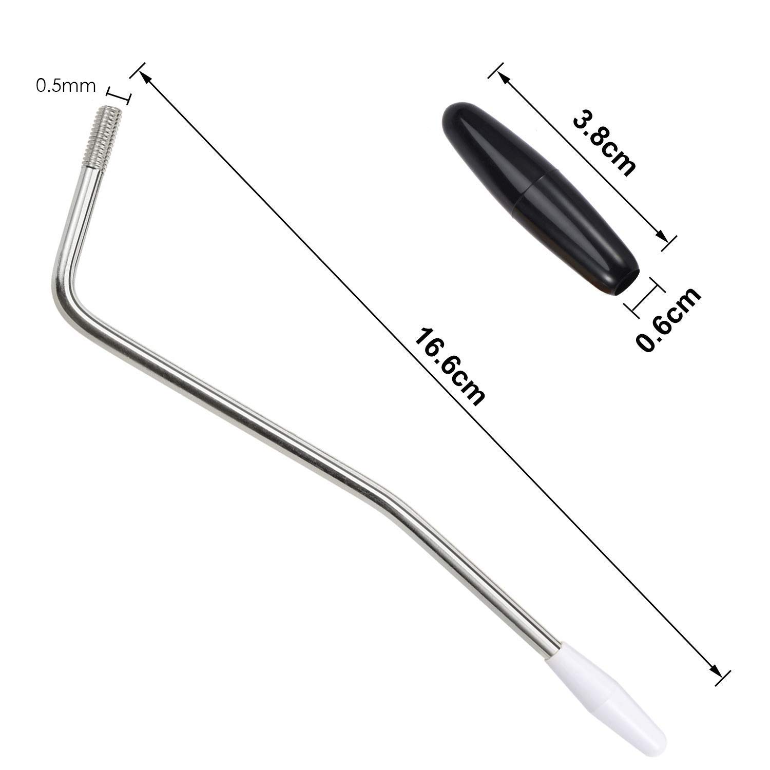 Canomo 2 Packs 5mm Thread Guitar Single Tremolo Arm Whammy Bar with Tip and 3 Pieces Extra Tremolo Arm Tips for Electric Guitar, Silver